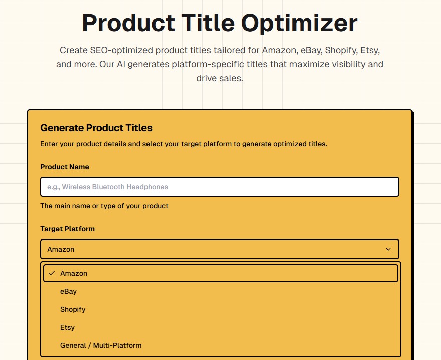 Product Title Optimizer - AI-Powered SEO Tool for E-commerce | MerchMindAI